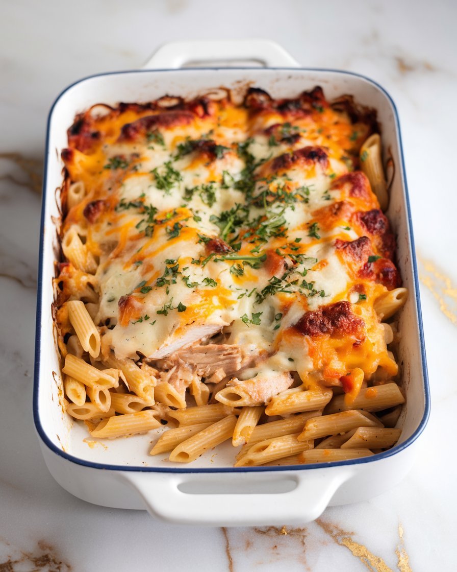 Cheesy Chicken Pasta Bake Recipe – dailykitchenbites.com