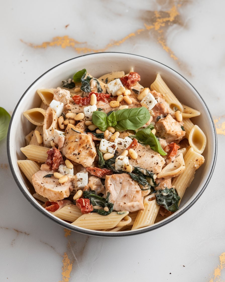 Creamy Mediterranean Feta Chicken Pasta Recipe – dailykitchenbites.com